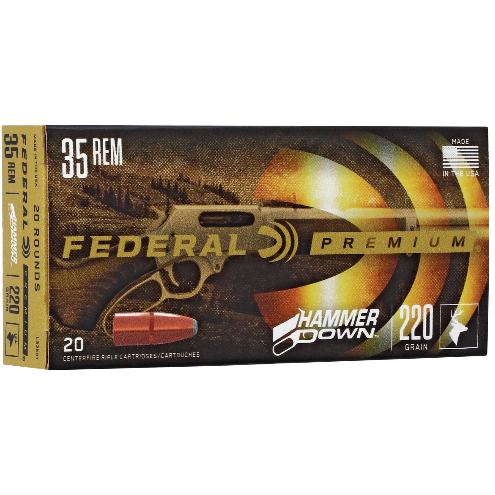 Federal, Premium, HammerDown, 35 Remington, 220 Grain, Soft Point, 20 ...